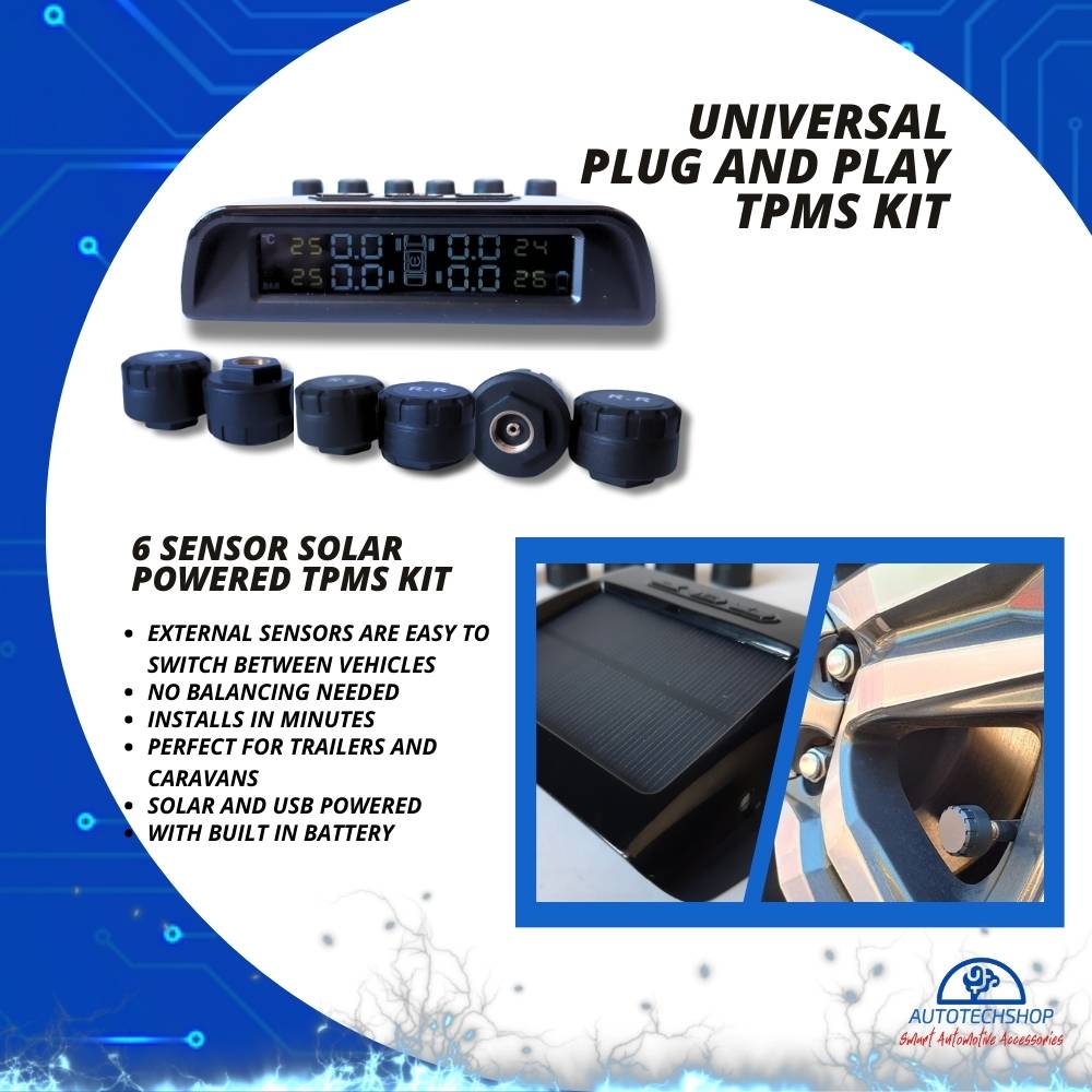 Universal 6 sensor external TPMS kit with solar powered display ...